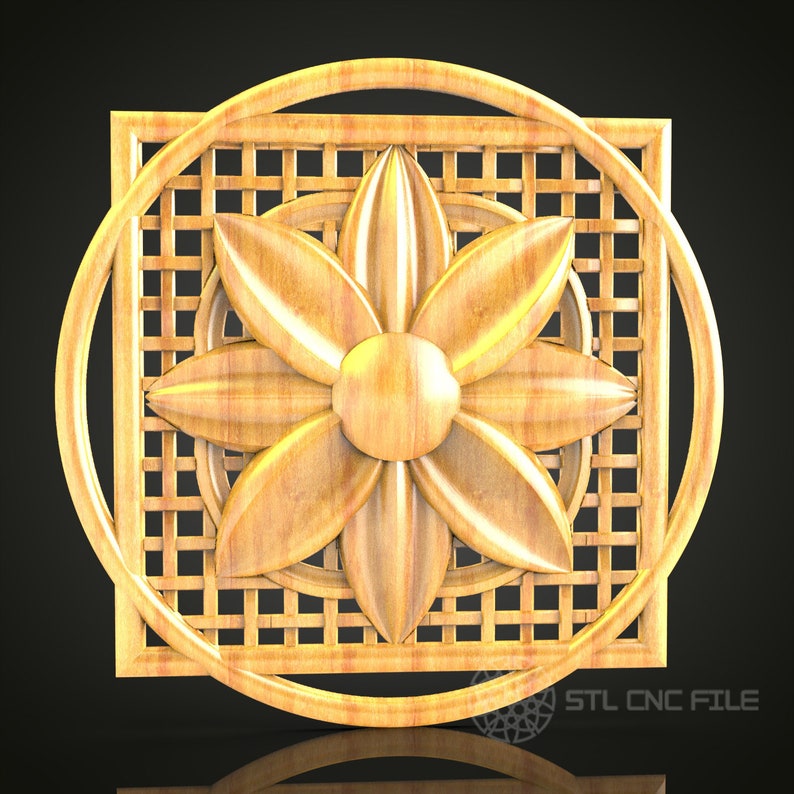 Lattice Flower Panel STL Model for CNC Router - Decorative Wooden Grid ...