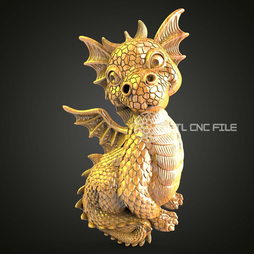 Whimsical Dragon Hatchling STL File, CNC Router Engraving, Artcam ...