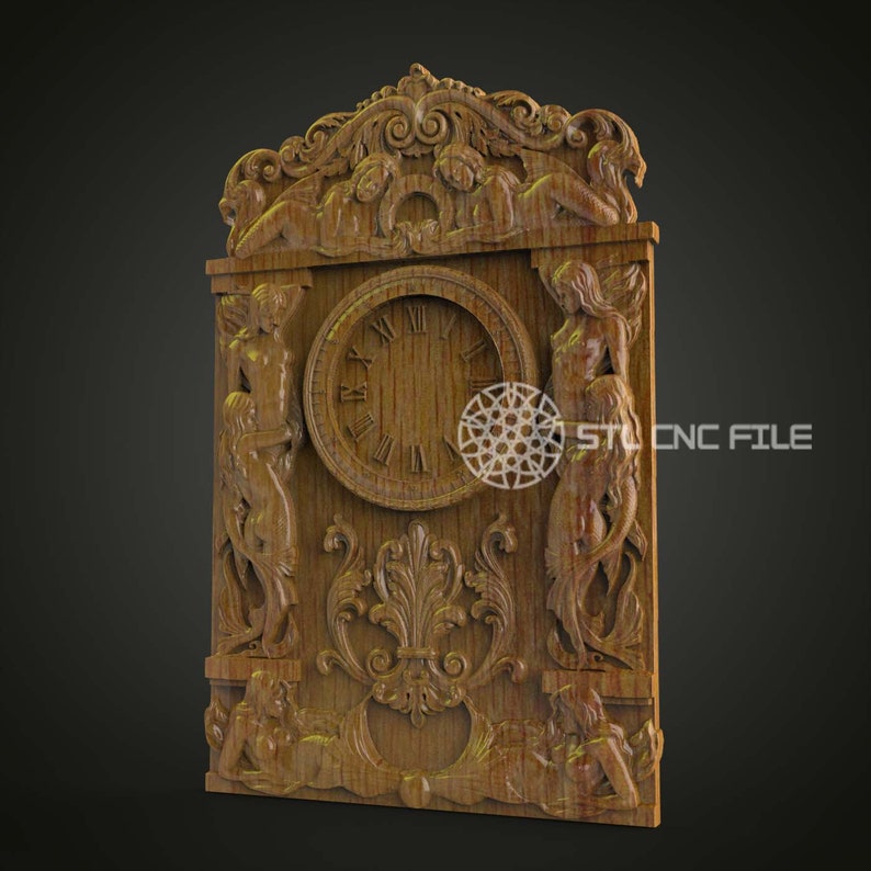 Baroque Mermaid Clock STL Model: CNC Engraving Files for Woodworking - Etsy