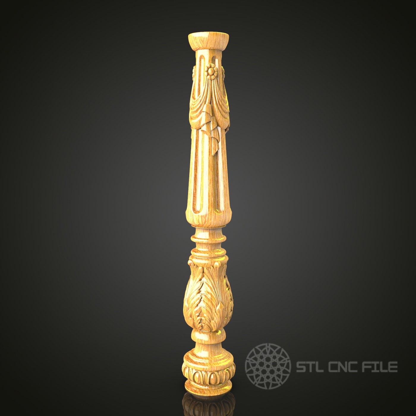 Classic Carved Column STL Model for CNC Router - Ideal for Artcam ...