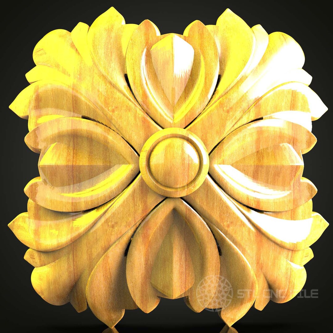 Floral Rosette STL Model for CNC Router - Elegant Wood Art Wall Decor ...