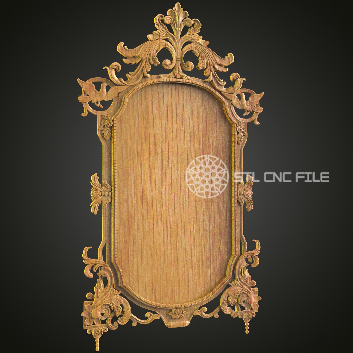 Rococo Style CNC Engraved Frame - Luxurious Wood Carving, Ornate Mirror ...