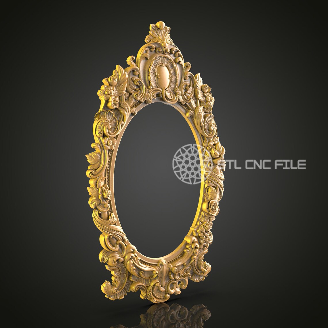 Regal Oval Baroque Mirror Frame STL File, Intricate CNC Router Design ...