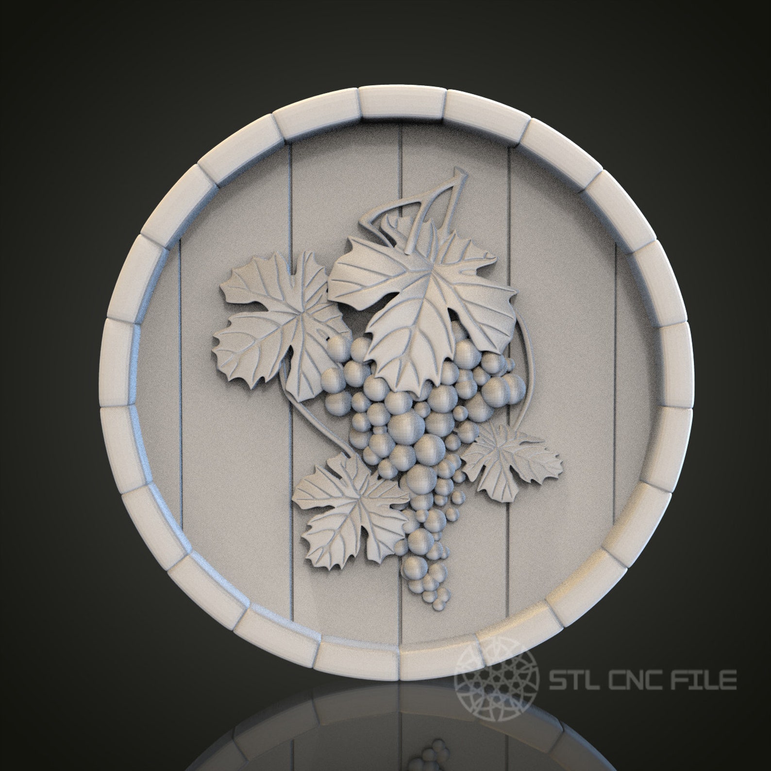 Vineyard Bounty - Grapevine 3D CNC Engraved Wood Panel, Artcam Aspire ...