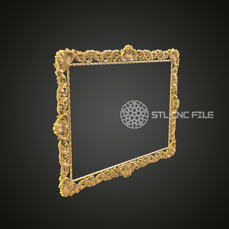 Luxurious Floral Ornate Frame STL File for CNC, Detailed Carving Design ...
