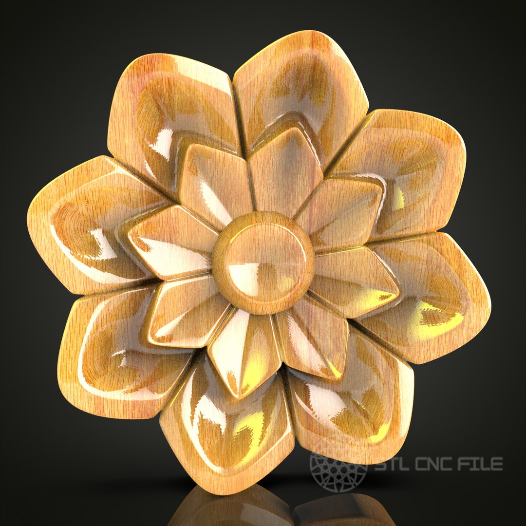 Blooming Flower STL Model for CNC Router - Artistic Wooden Decor ...
