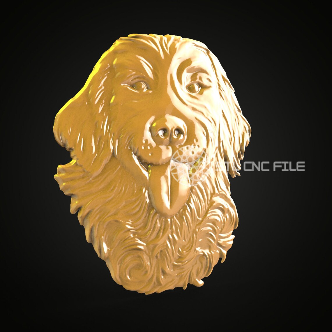 Cheerful Golden Retriever 3D STL Model, Perfect for CNC Wood Engraving ...