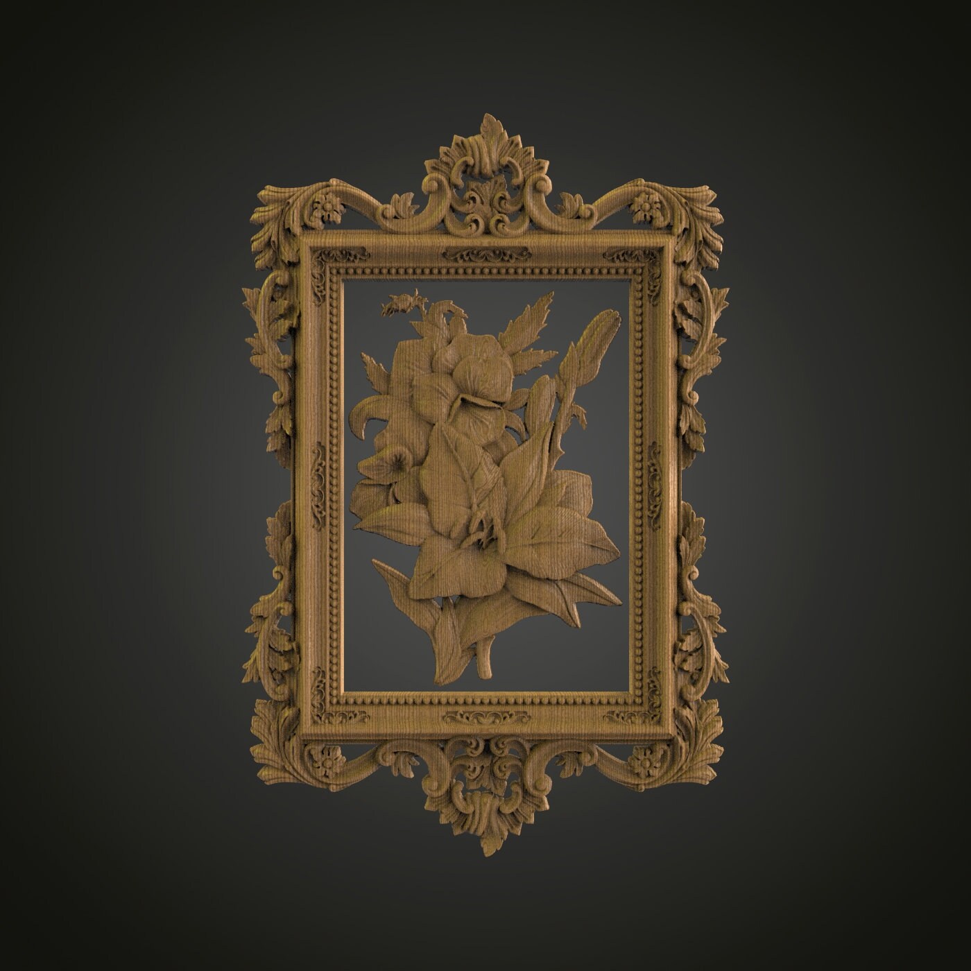 Baroque Floral Frame 3D Relief Model: CNC Carving File (digital ...