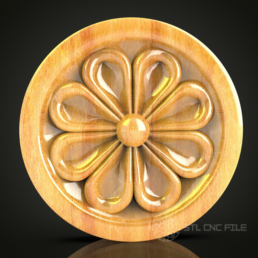 Floral Rosette STL Model for CNC Router - Elegant Wooden Wall Decor ...