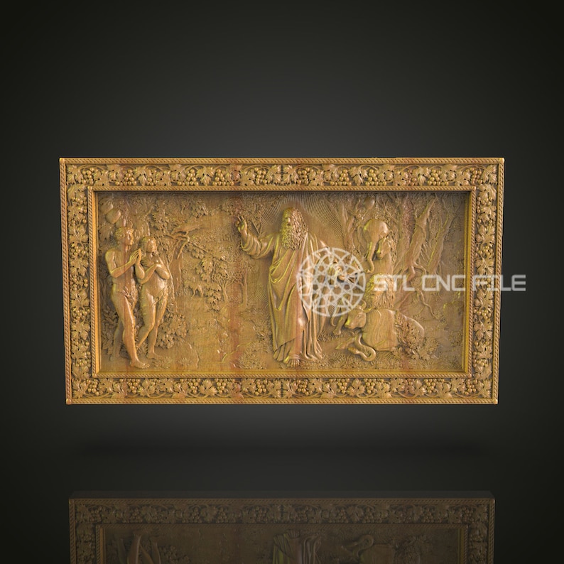 Biblical Adam and Eve CNC Engraved Panel - Sacred Story Artwork ...