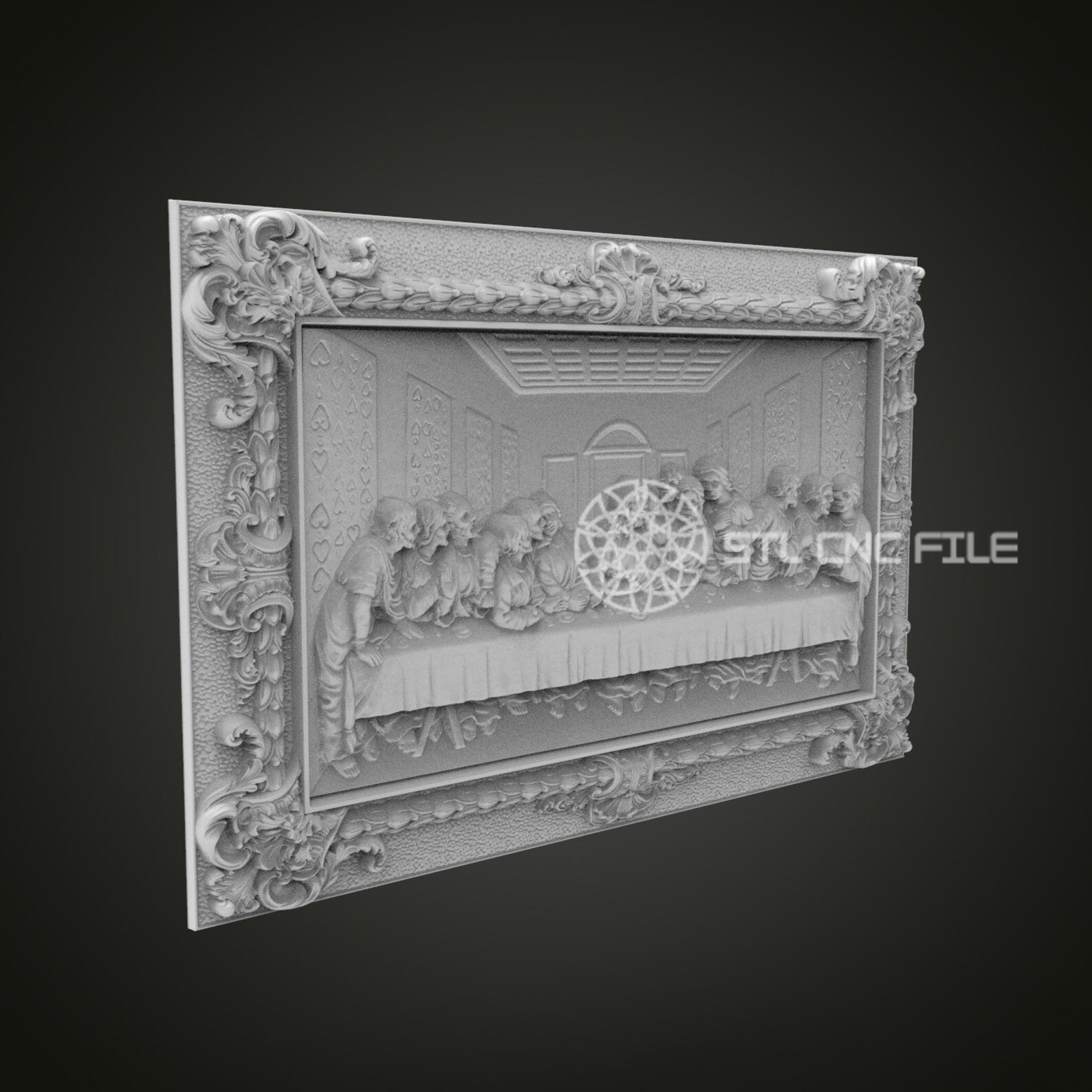 Last Supper Relief STL File, Classical Scene Carving for CNC, Detailed ...