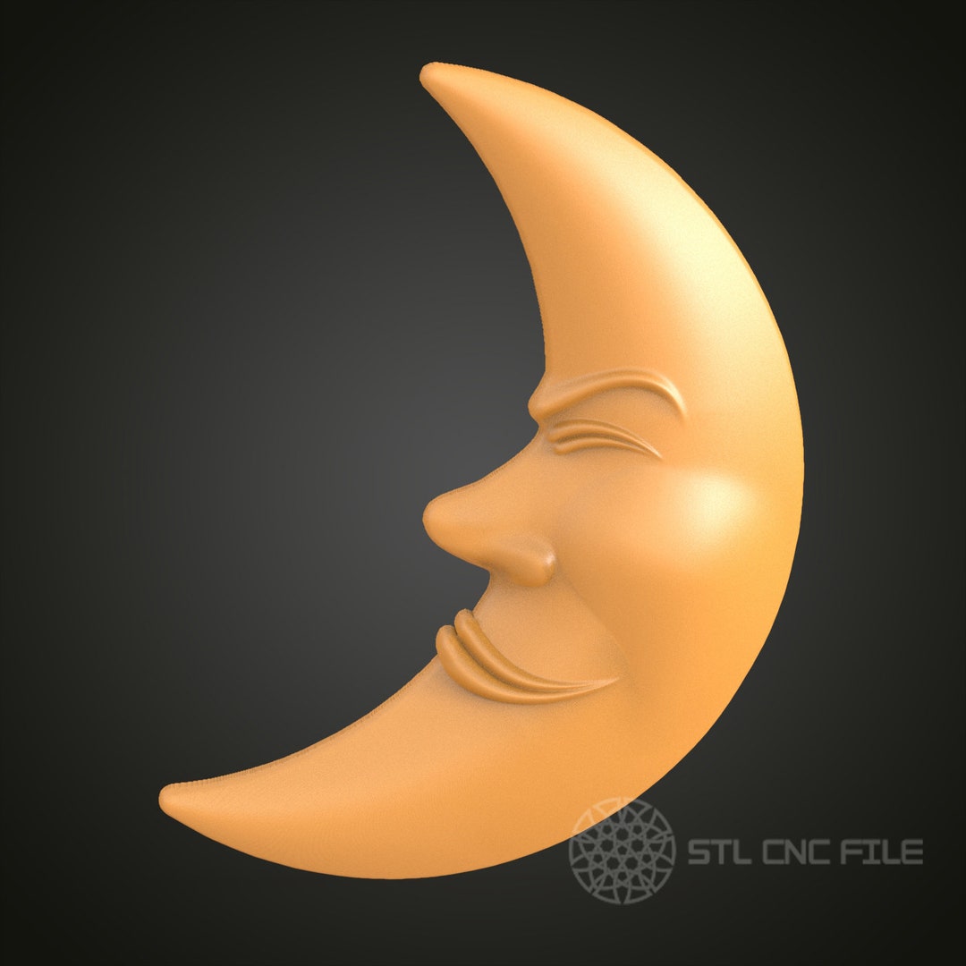 Moon Face STL Model for CNC Router Engraver, Artcam, Aspire, 3D Printer ...