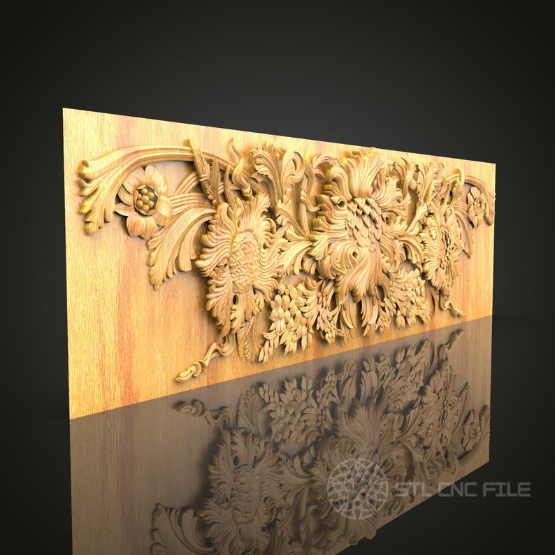 Grandiose Floral Crest STL Model for CNC Routers – Majestic Wall Art ...