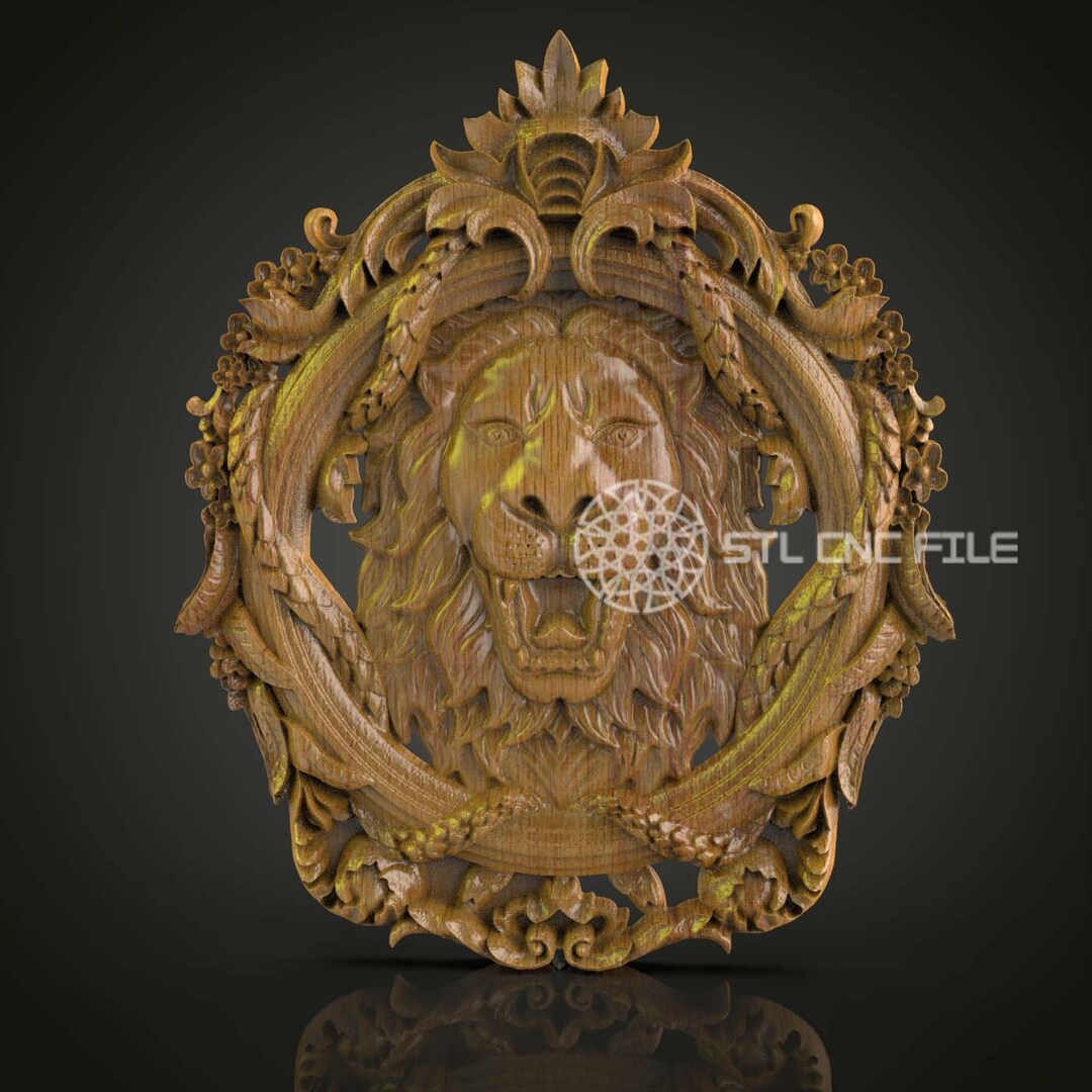 Baroque Lion Shield 3D STL Model, Intricate CNC Router Carving File ...