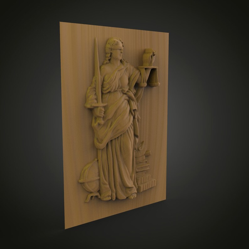 Lady Justice 3D Relief Model, CNC Carving Design, Legal Office Art ...