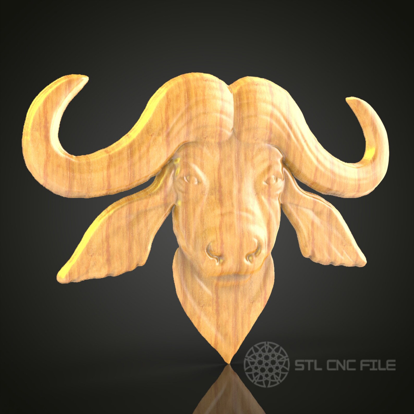 Majestic Buffalo Head 3D STL Model for CNC Router - Rustic Wood Wall ...