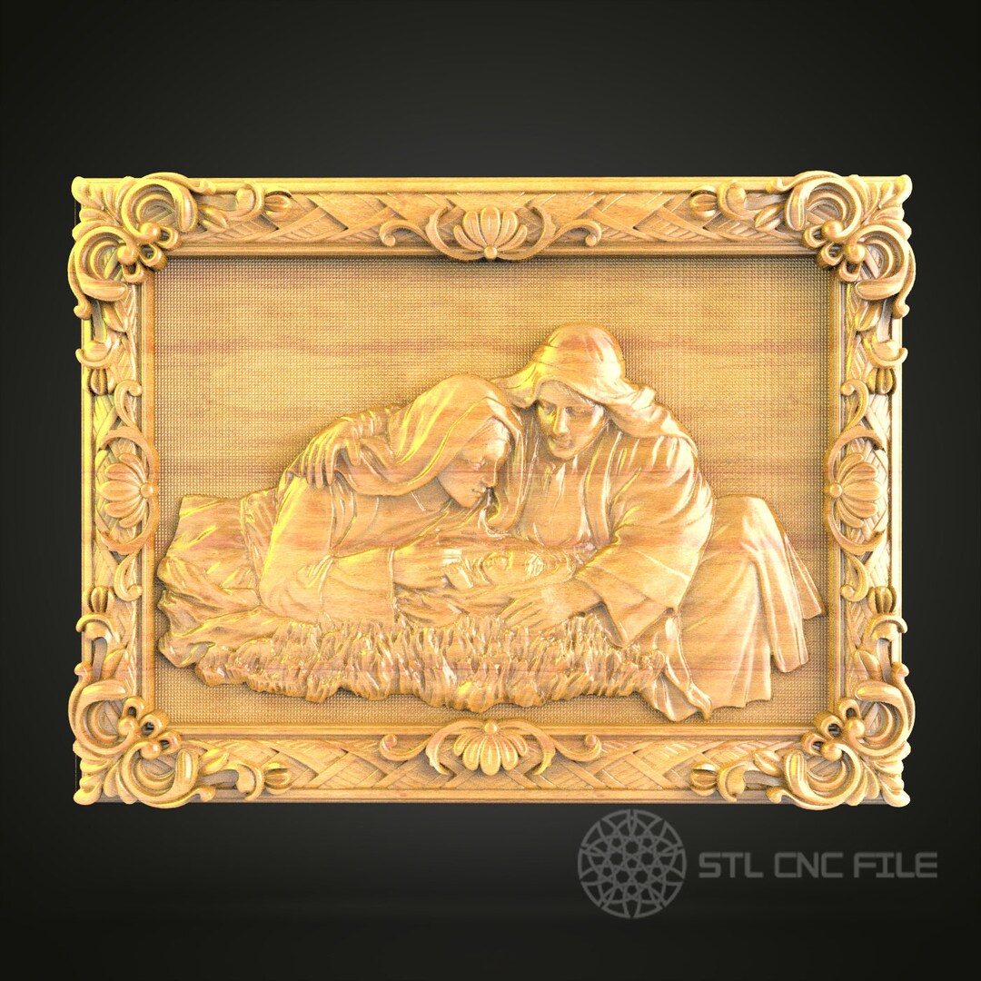 Mother and Child 3D Relief STL File for CNC, Heartwarming Wood Wall Art ...
