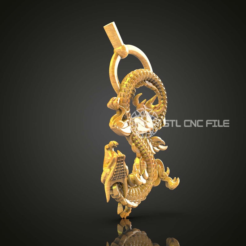 Dragon Amulet STL Model: CNC Engraving Design, Wooden Pendant Art ...