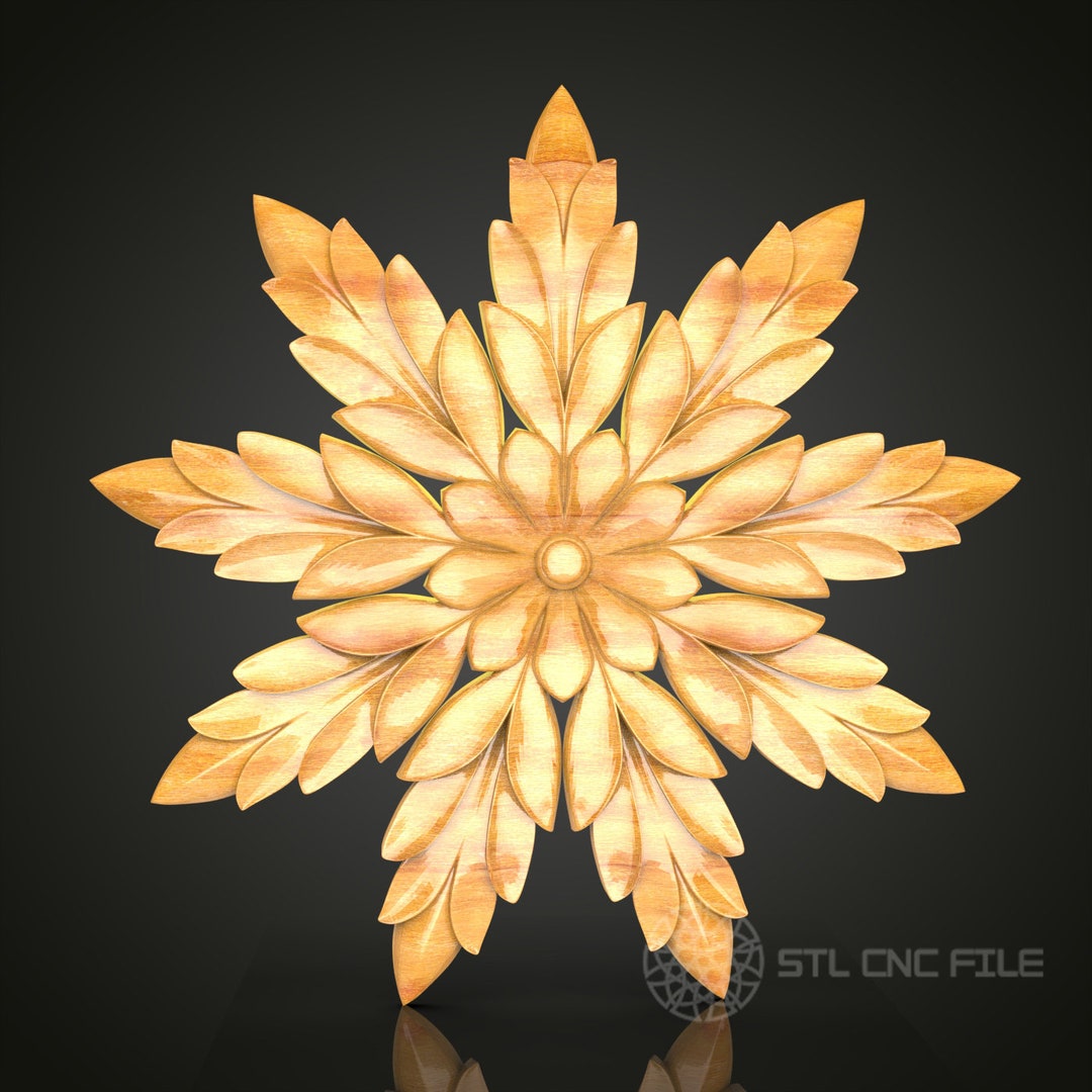 Sunburst Floral CNC Router STL Model - Elegant 3D Wood Carving Design ...