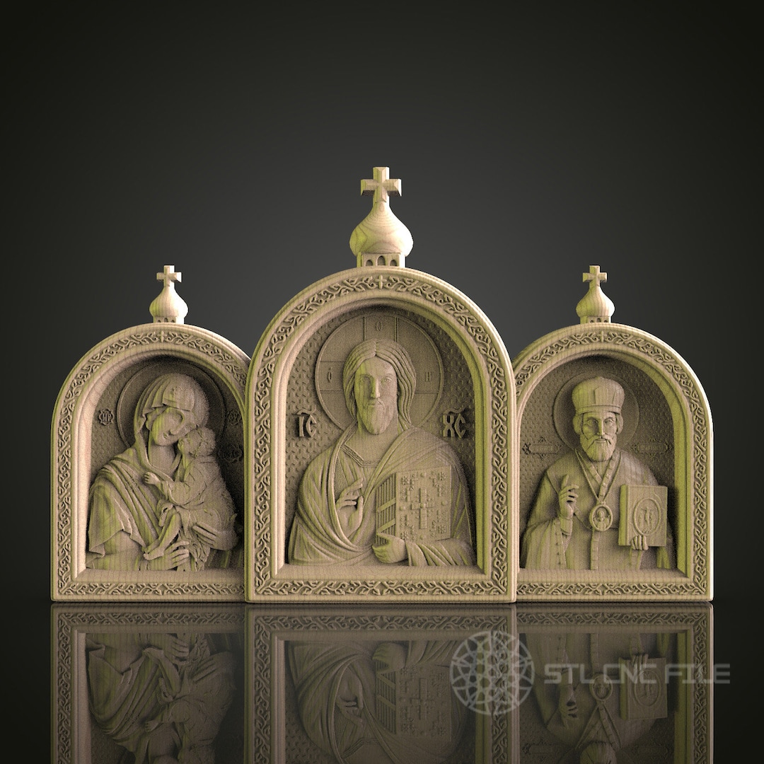 Orthodox Triptych Relief STL Model: CNC Router, 3D Printer (digital ...
