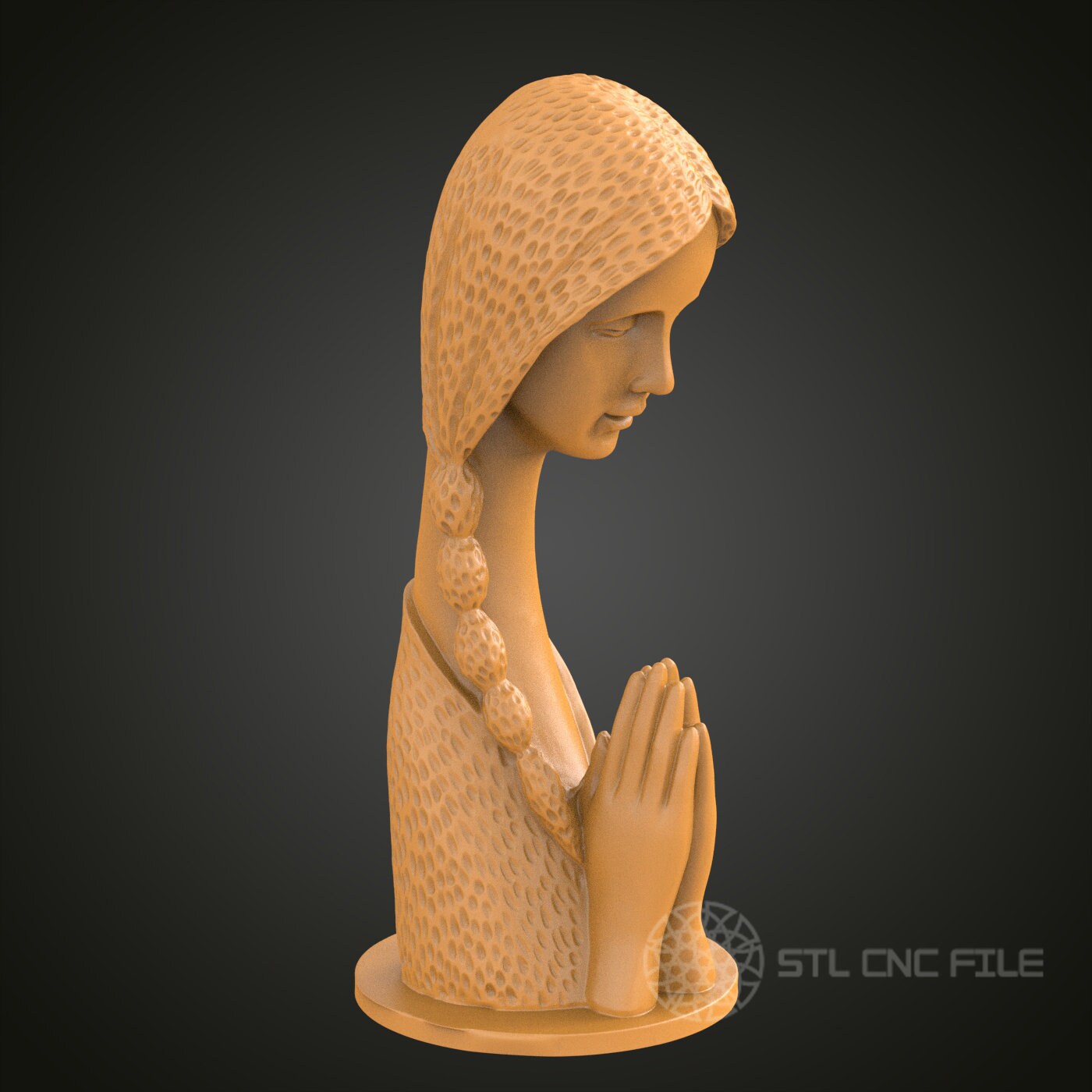 Praying Woman Bust STL Model for CNC Router Engraver, Artcam, Aspire ...