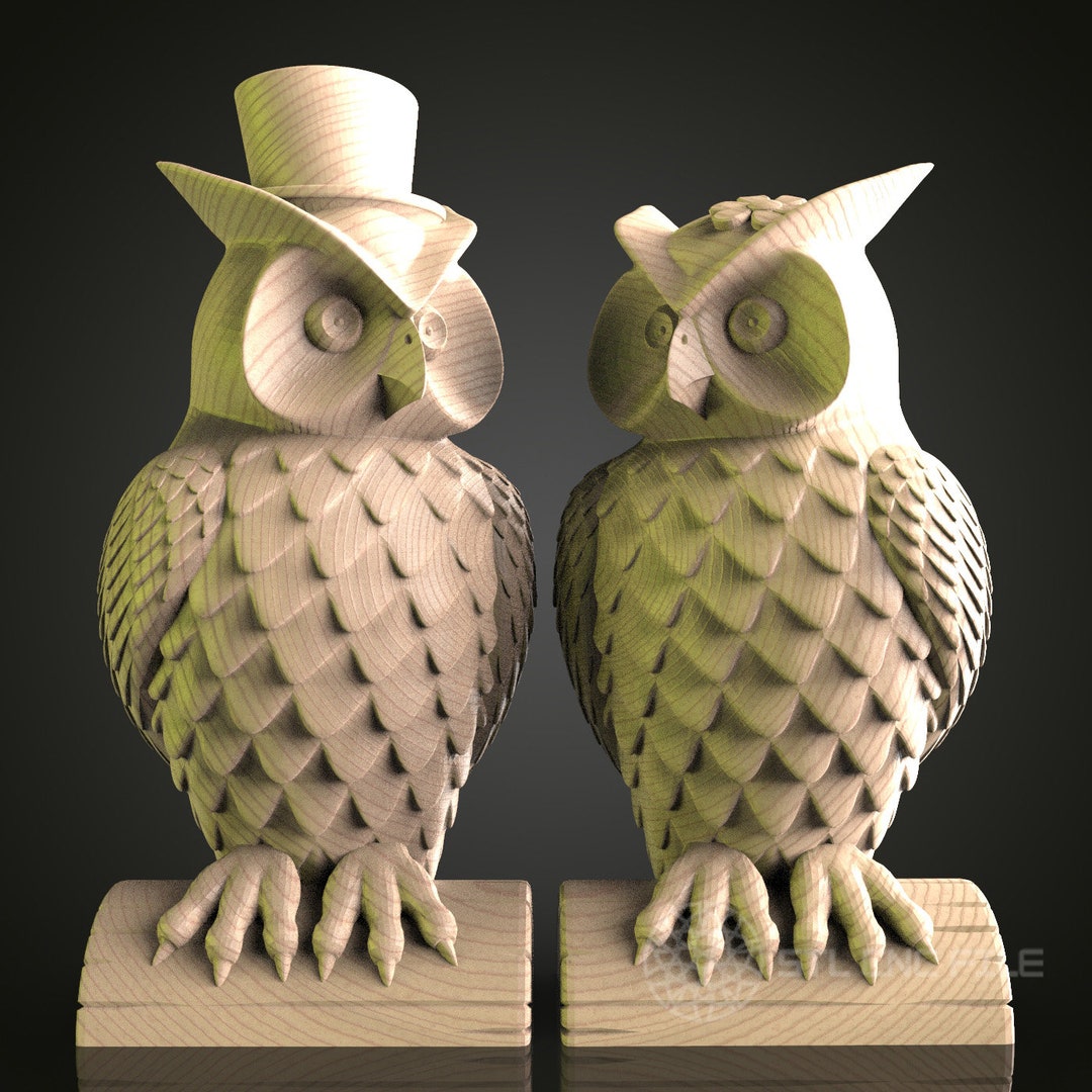 Victorian Owl Couple 3D Model STL File: CNC Router Art - Etsy