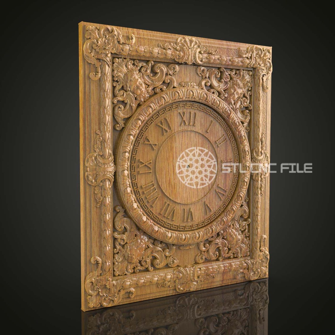 Classic Roman Numeral Clock Face STL Model – Ornate CNC Wood Carving ...