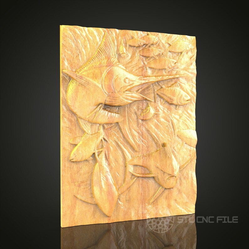 Marlin and Fish Relief STL Model for CNC Router - Artcam, Aspire ...