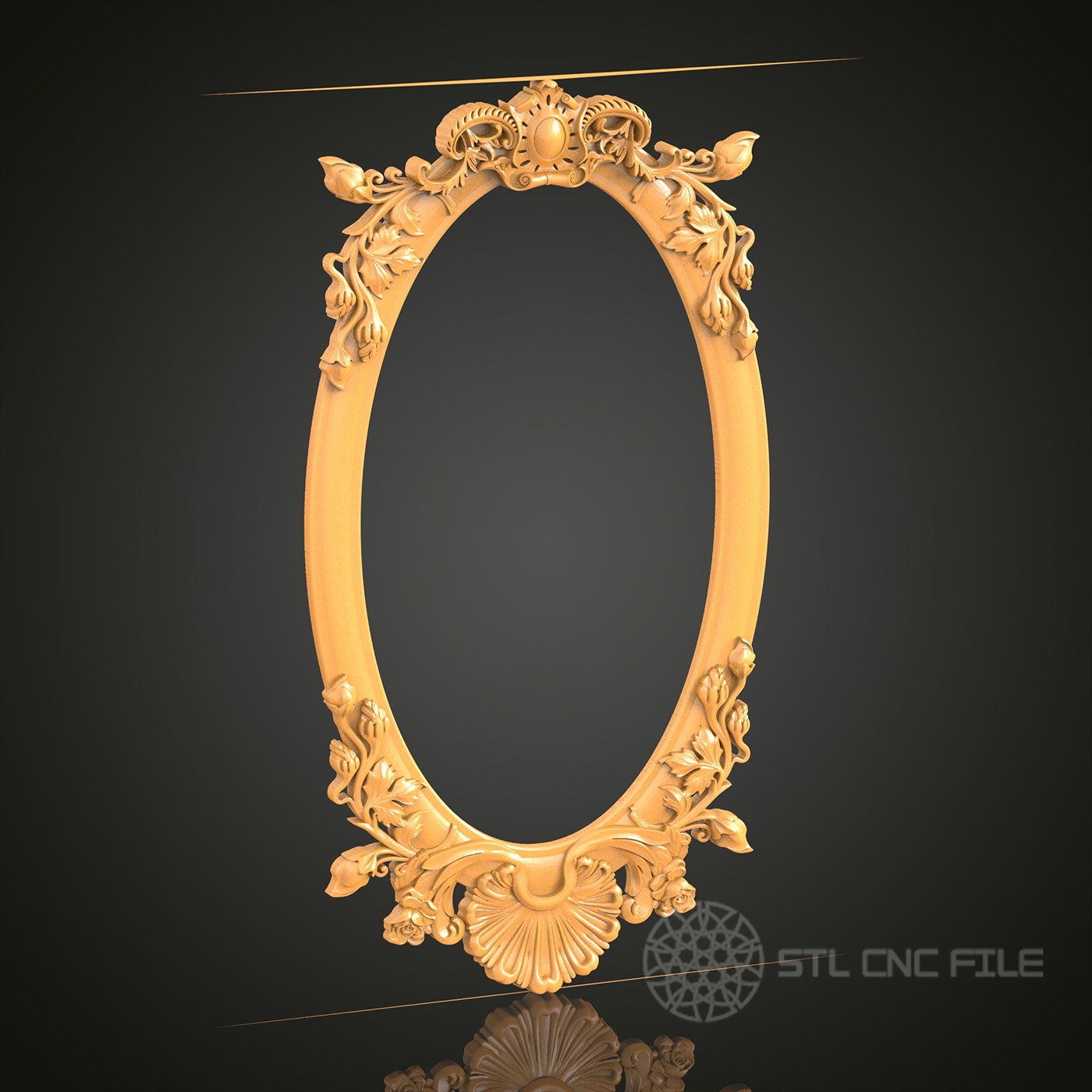 Ornate Oval Frame STL Model for CNC Router Engraver, Artcam, Aspire, 3D ...