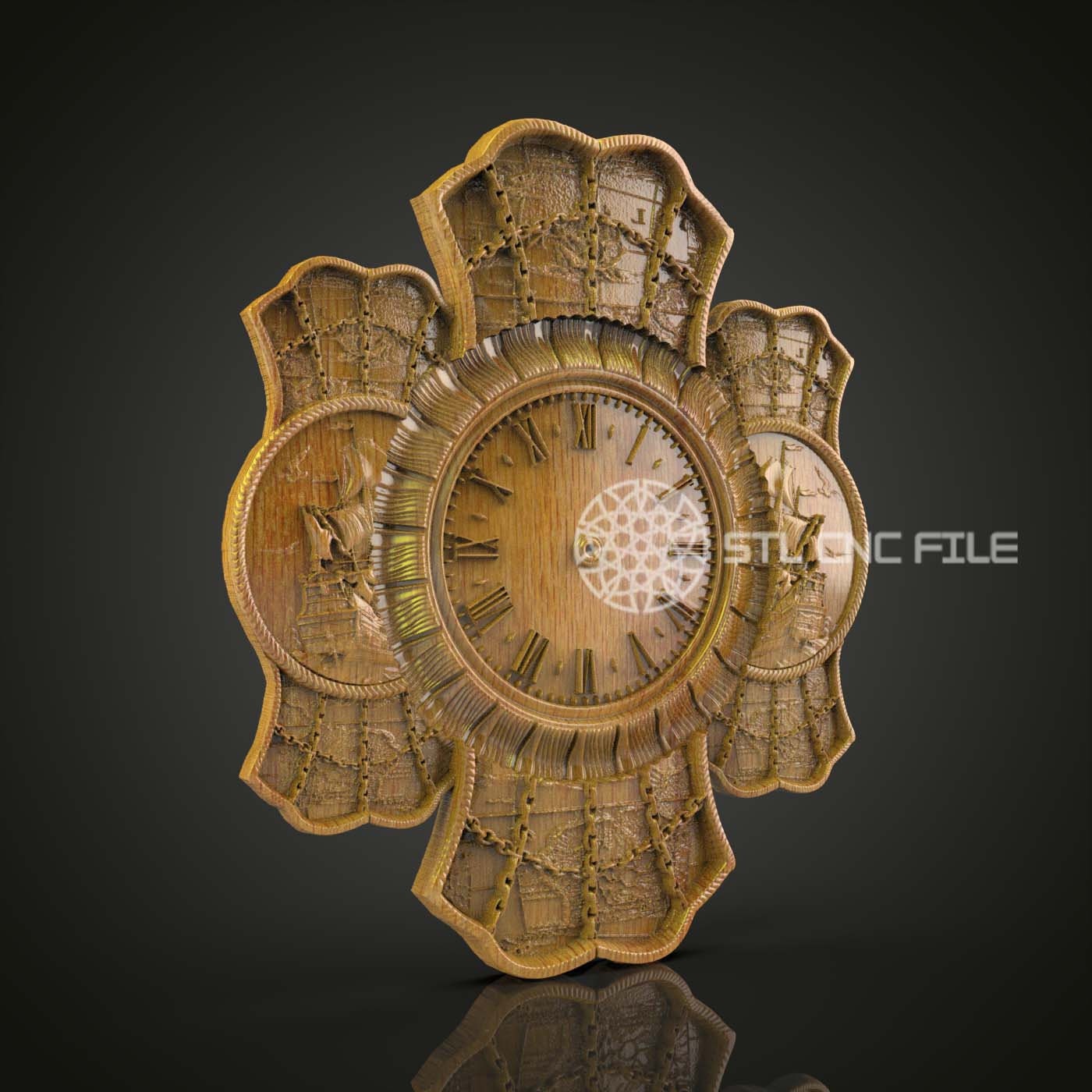 Decorative Wall Clock STL Model for CNC Router, Artcam Aspire ...