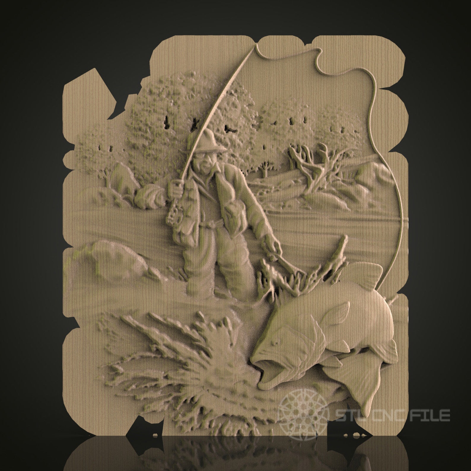 Fisherman STL Model, CNC Router Engraver, Artcam Aspire, 3D Printer ...
