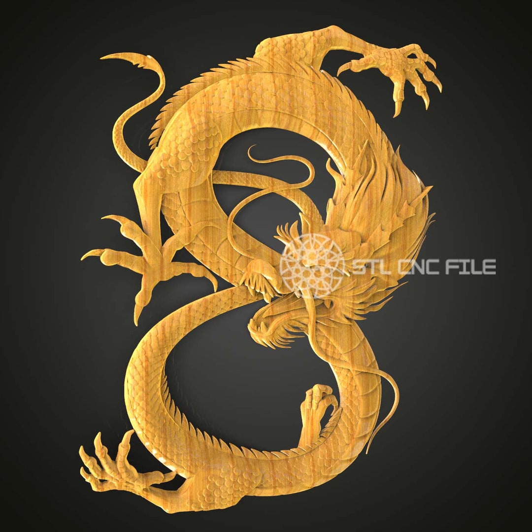 Golden Dragon STL Model: CNC Router Engraving File - Etsy