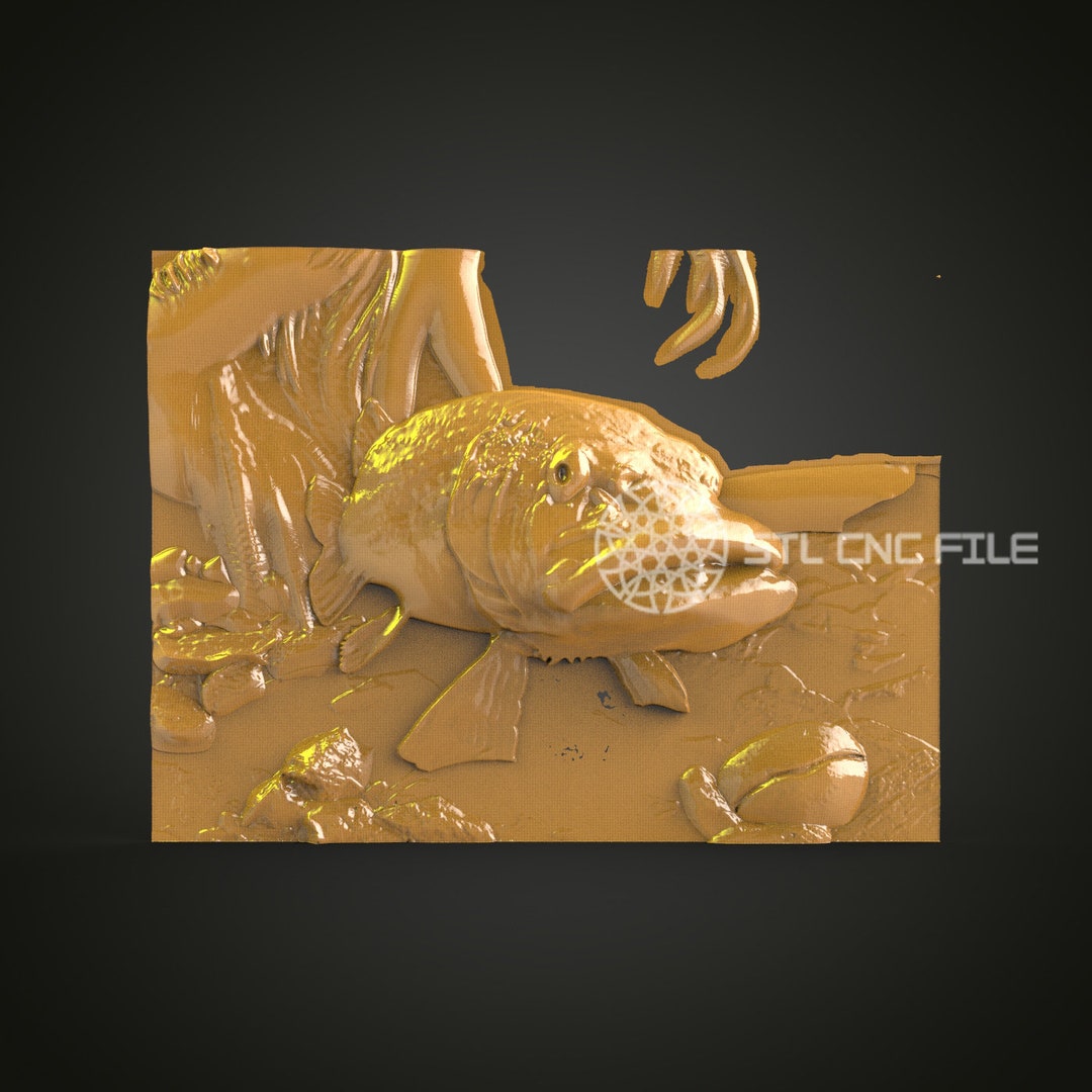 River Bass 3D STL Model for CNC Engraving, Artcam & Aspire Compatible ...