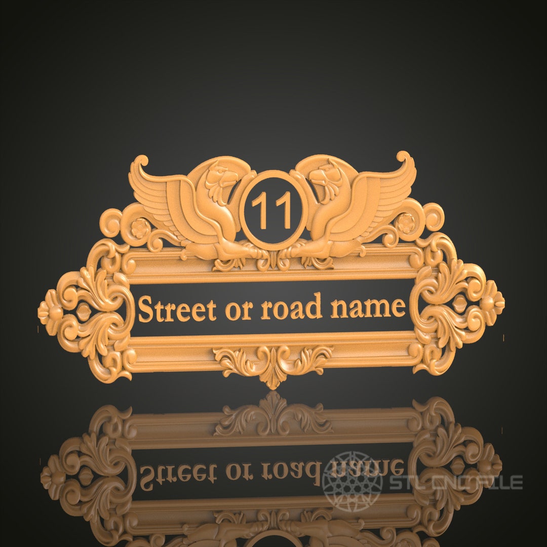 Ornate Street Sign STL Model: Winged Creatures, CNC Router & 3D Printer ...