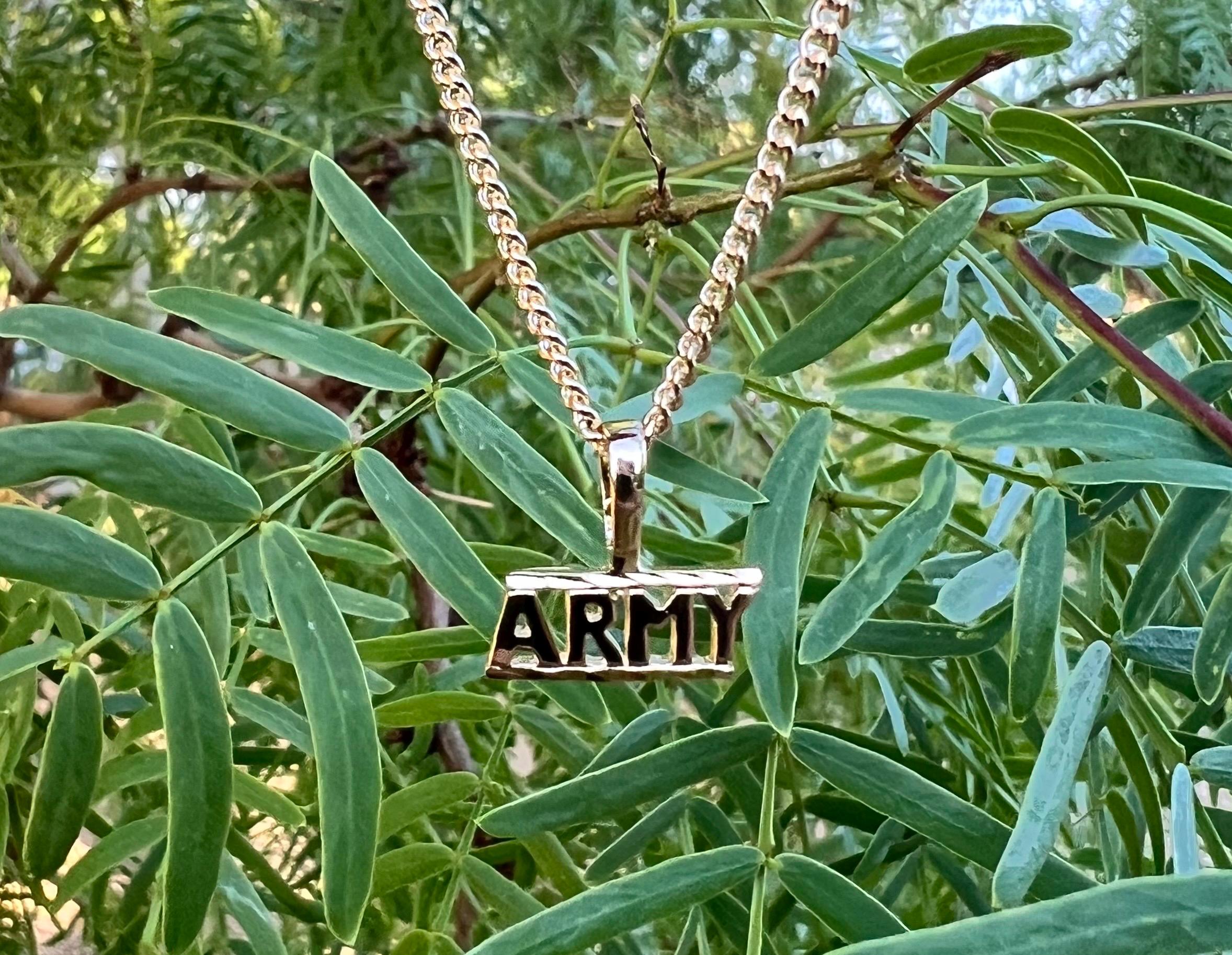 14K Gold Plated Army Charm Necklace: Military Gift - Etsy