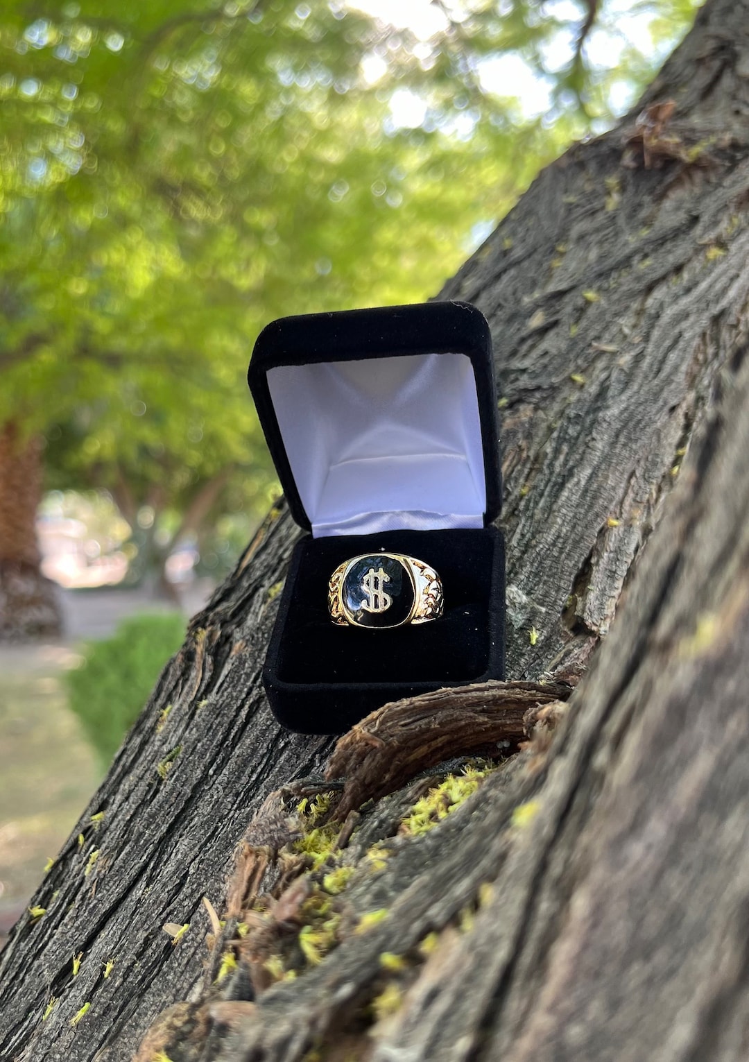 Men's Money Sign Ring | 14K Gold or Rhodium Plated | Bold and Stylish ...