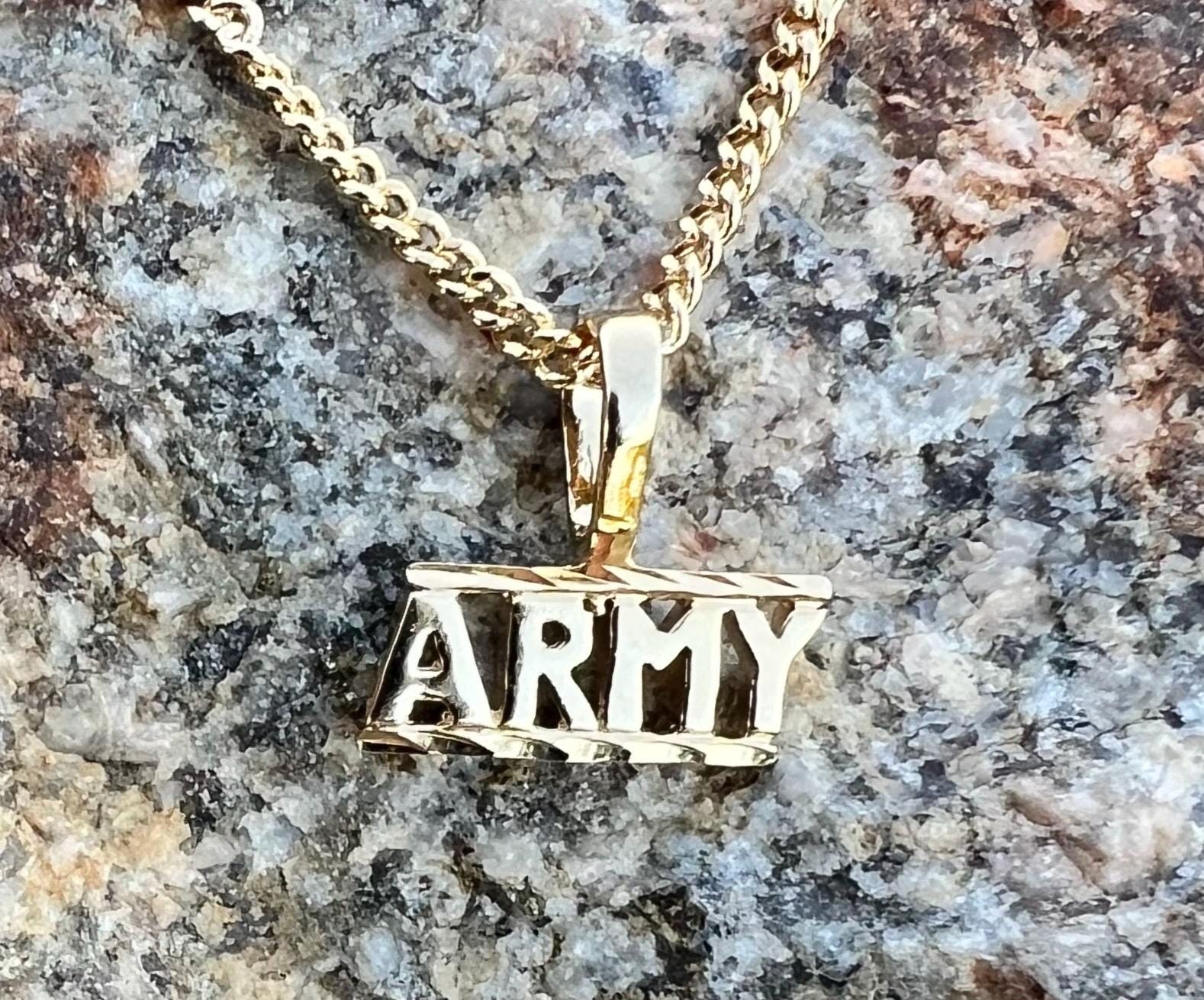 14K Gold Plated Army Charm Necklace: Military Gift - Etsy