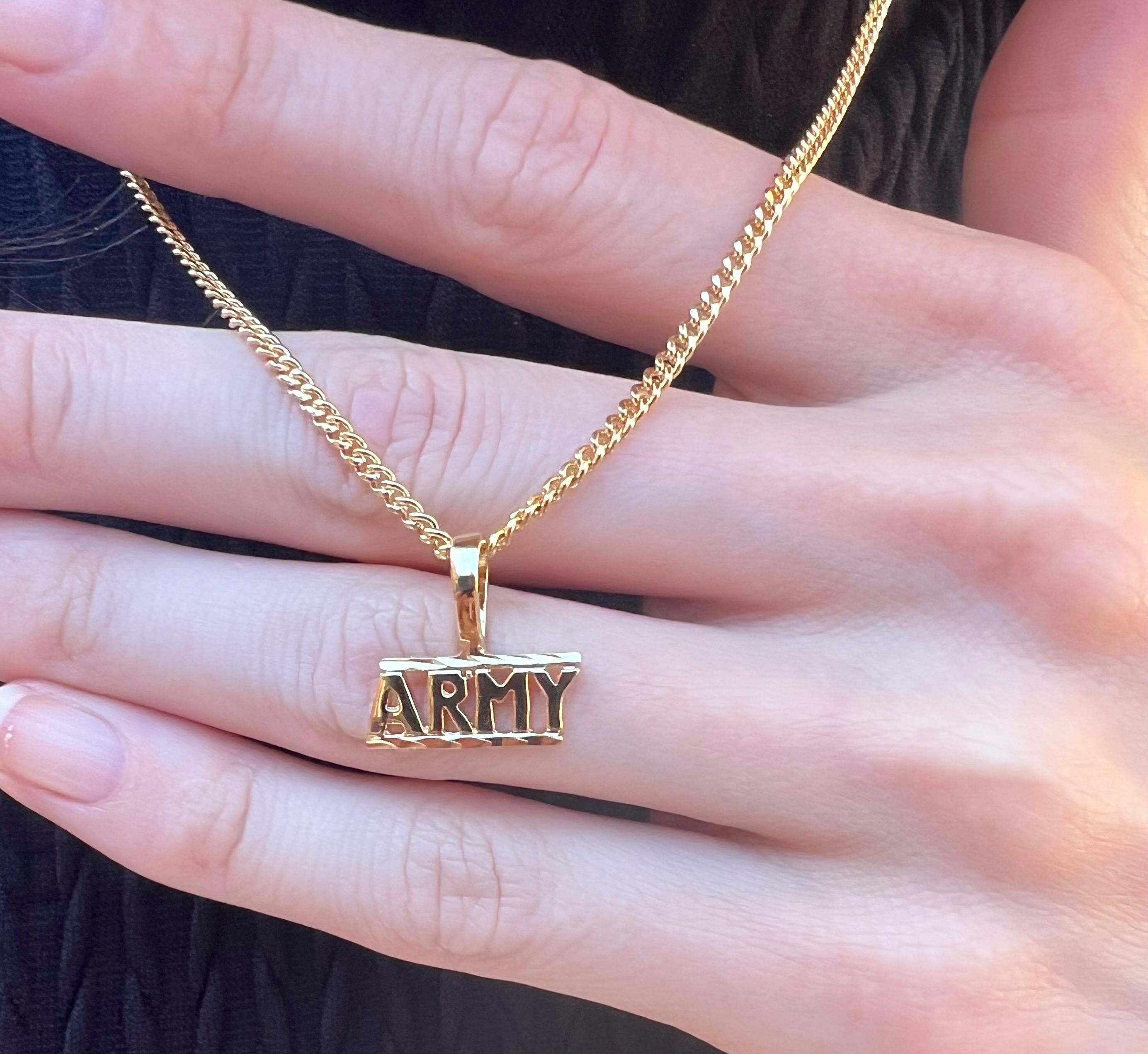 14K Gold Plated Army Charm Necklace: Military Gift - Etsy