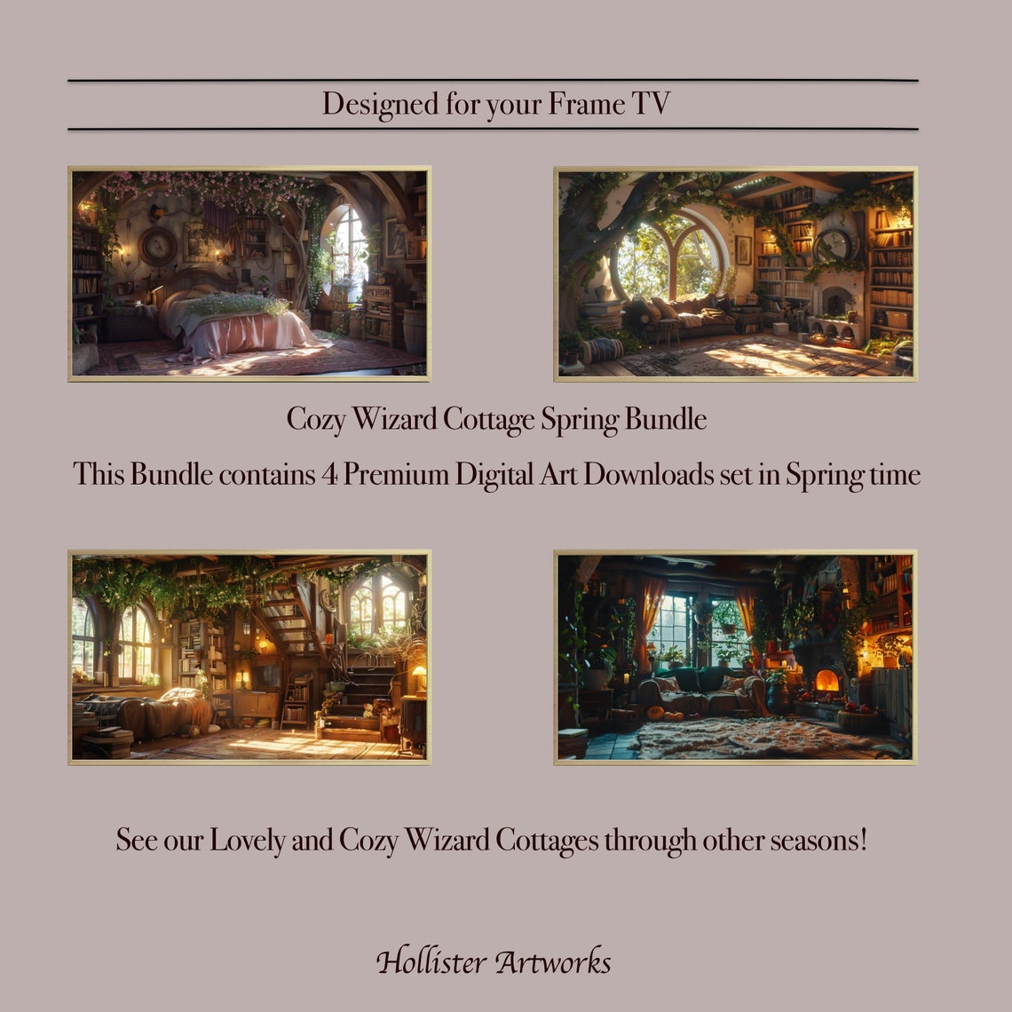 Frame TV Art Cozy Wizard Set Cottagecore TV Art Spring TV Art Fantasy ...