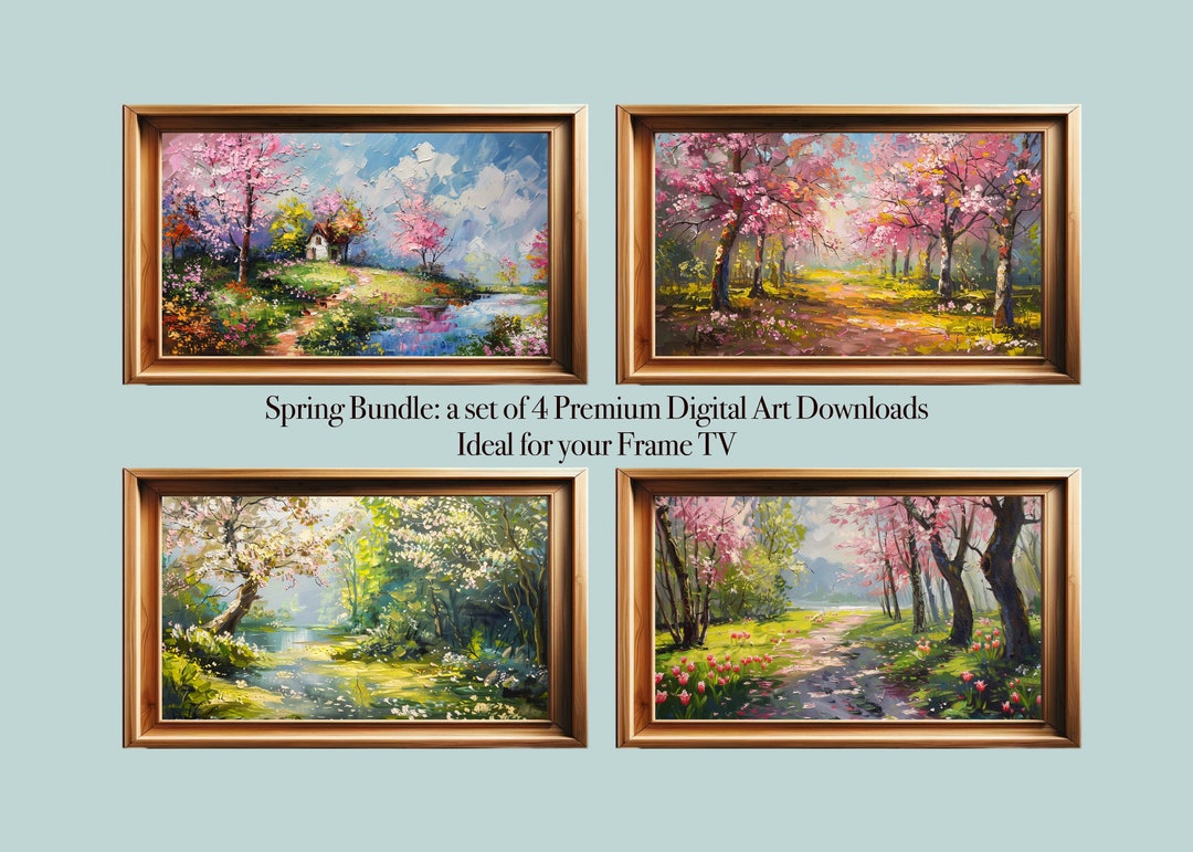 Frame TV Colorful Spring Art Set of 4 Textured Art for Frame TV Digital ...