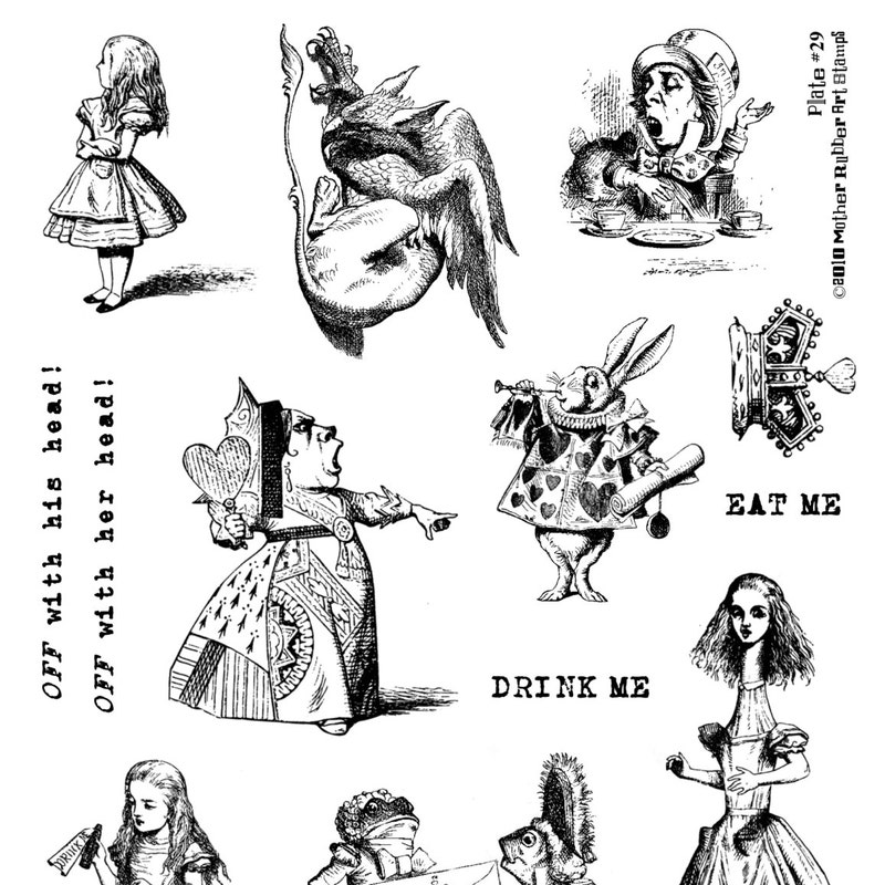 Alice in Wonderland Rubber Stamp - Etsy