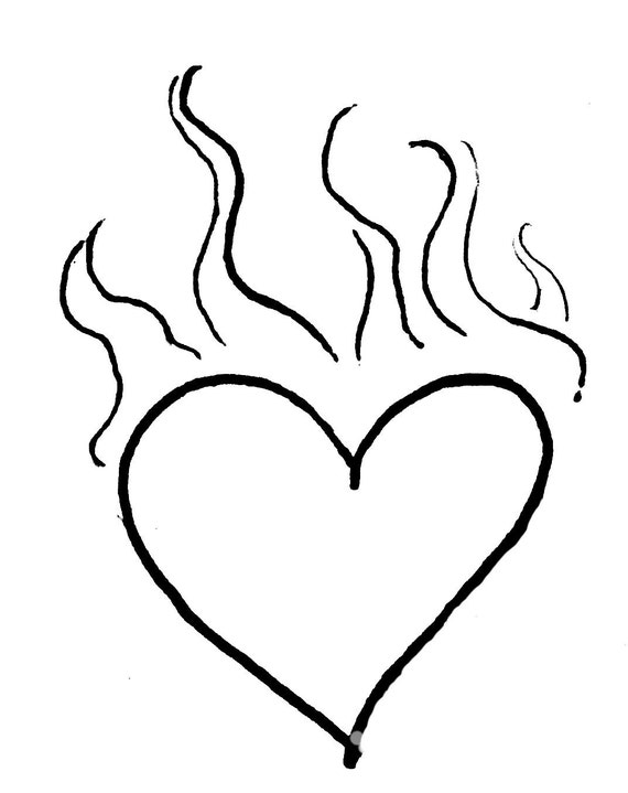 Drawings Fire Heart Hearts Drawing Flames Broken Easy Cool Cliparts ...
