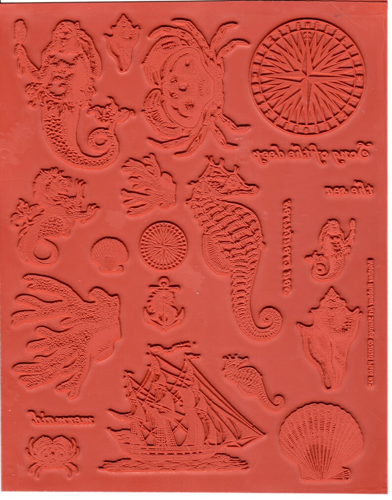 Full Sheet Red Rubber Stamps Original Designs Song of the Deep-mermaid ...