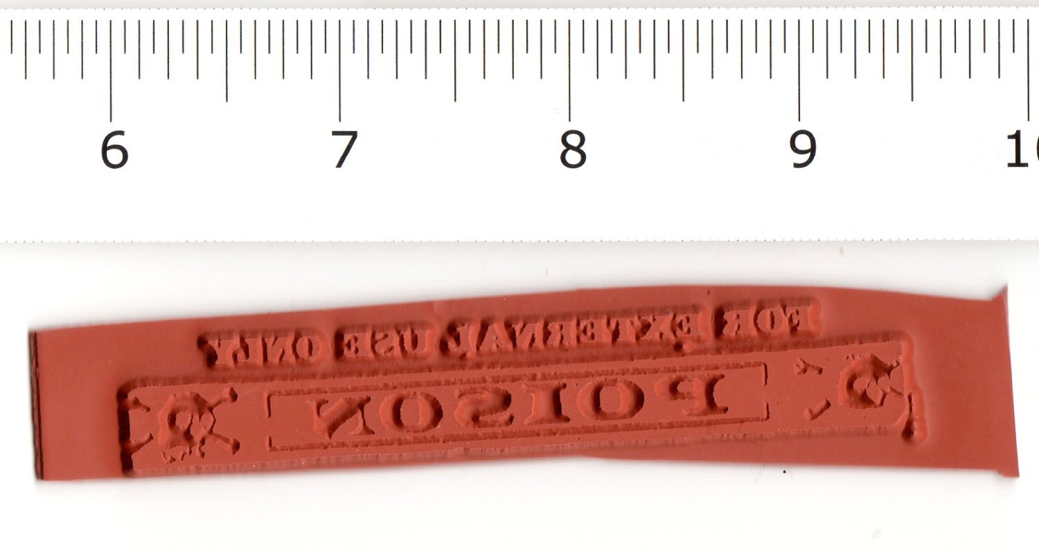 Poison Label Strip Red Rubber Stamp-original Design 03110, Halloween ...