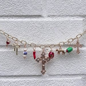 Maria Charm Necklace, Gold Charm Necklace, Multi Charm Necklace ...