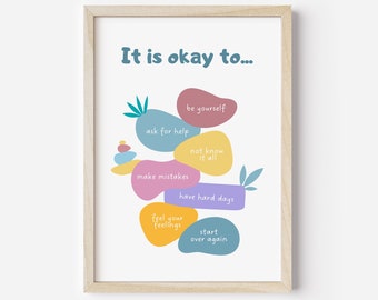 It's Okay to Not Be Okay Poster, Motivational Kids Art, Classroom ...