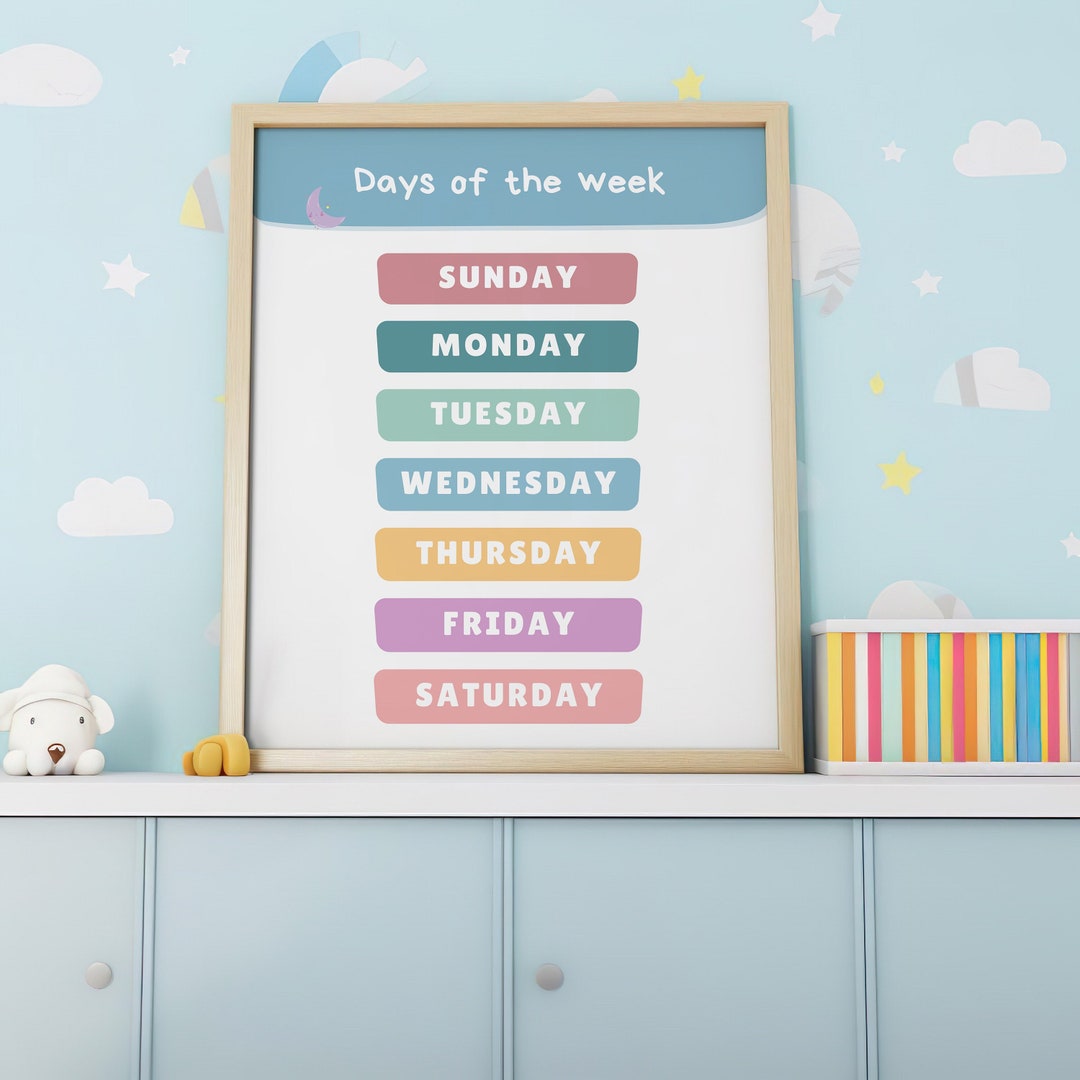 Days of the Week, Classroom Decor, Kids Art, School, Wall Art, Teaching ...