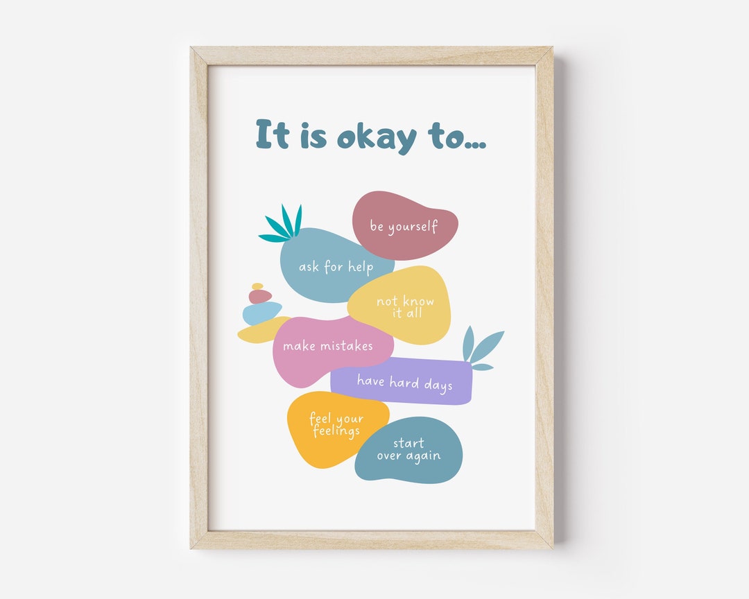 It's Okay to Be Poster, Motivational Kids Art, Classroom Posters Quotes ...