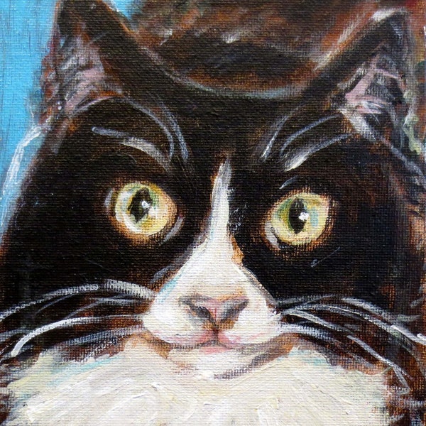 Tuxedo Cat Painting Etsy