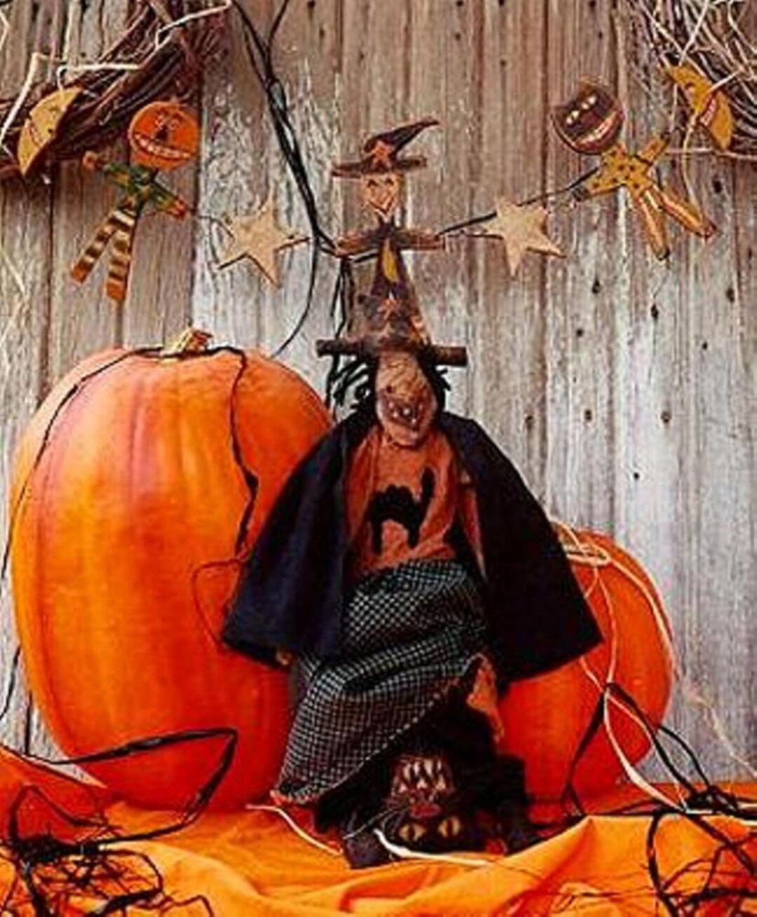 Primitive Halloween Pattern Epattern PDF Witch Black Cat Topsy Turvy ...